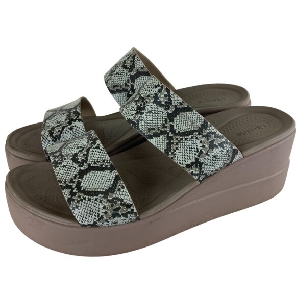 CROCS | Shoes | Crocs Womens Literide Brooklyn Snake Print Mid Wedge ...